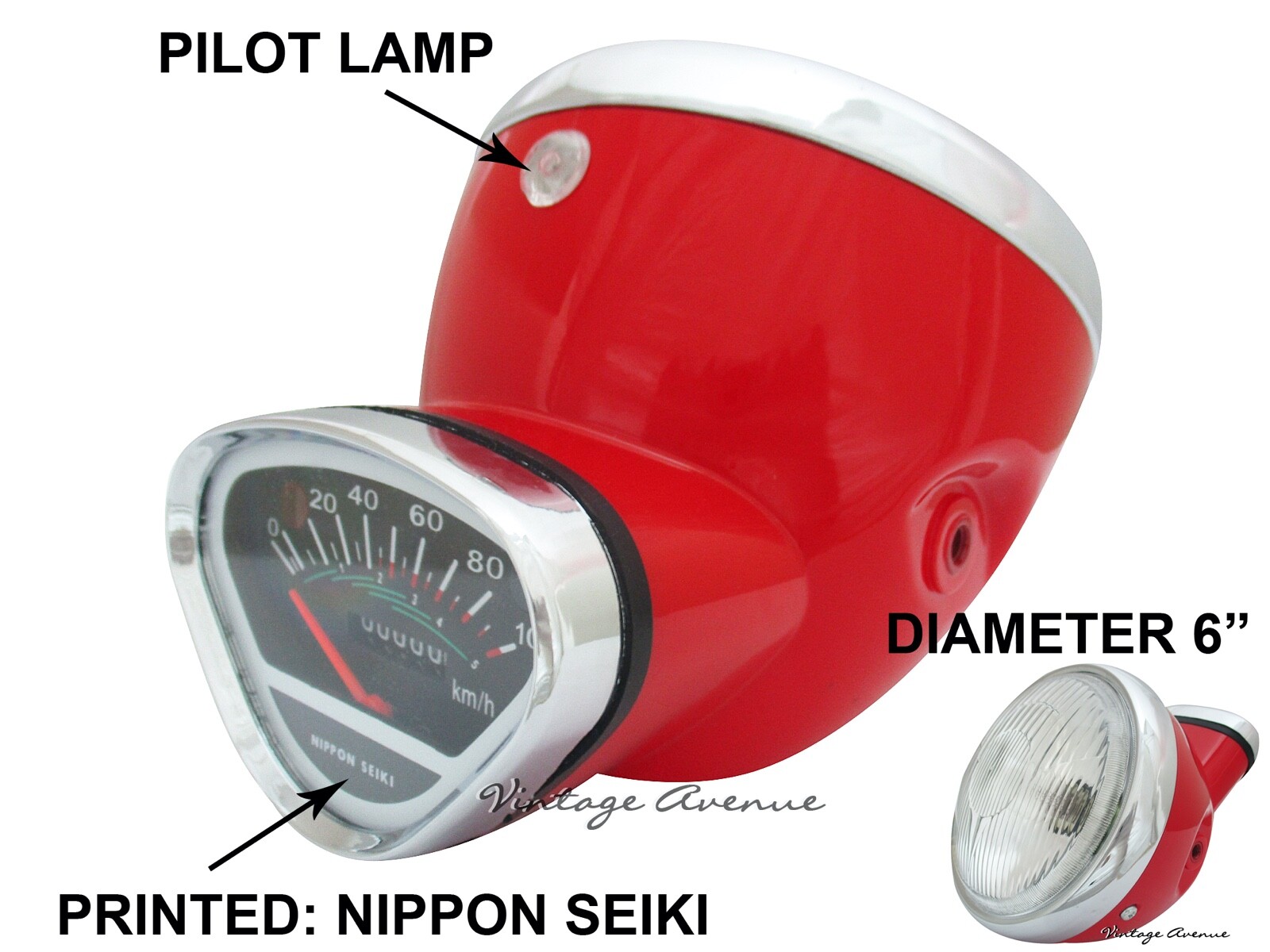 HONDA CT70 CT90 CT110 CL90 HEAD LIGHT 6"+PILOT LAMP+SPEEDOMETER+CASE ...