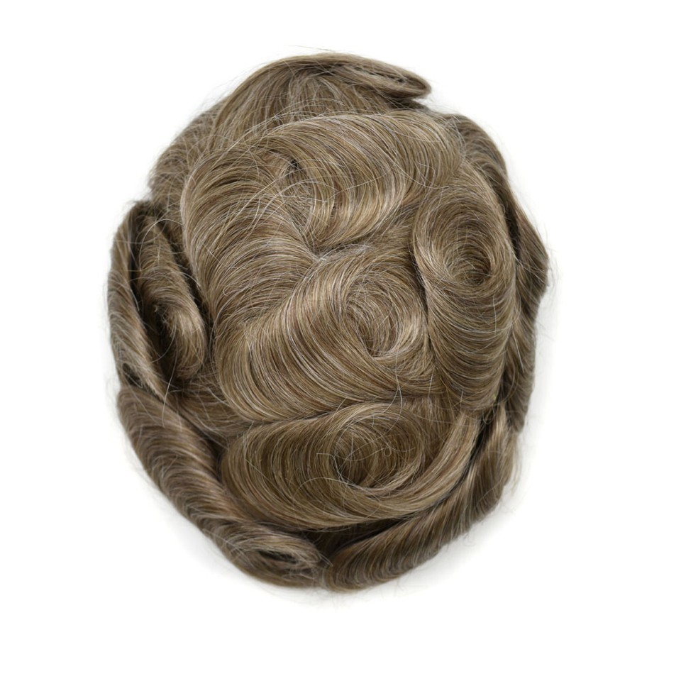 Mens Toupee Human Hair Replacement Full Poly Skin Injected PU System ...