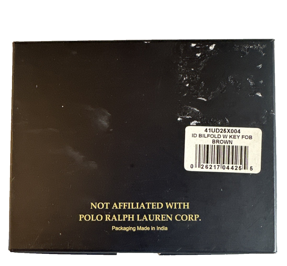 US POLO ASSN Slim Bi-Fold Wallet Men's Brown Leather Logo Embossed w ...