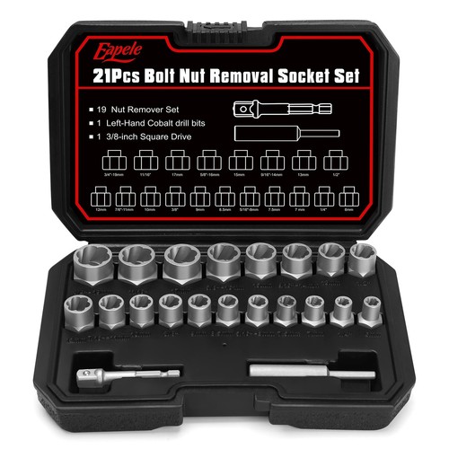 Bolt Extractor Set, Stripped Nut Remover Twist Sockets, Fit 3/8" Square ...