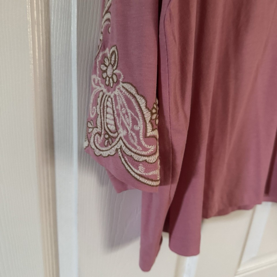 J.Jill Womens Plus Size Pink Tan V-Neck Scroll Design Top Size 3X NWT ...