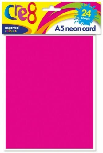 20 SHEETS A5 NEON CARD Multi Coloured Fluorescent Smooth Poster THICK ...