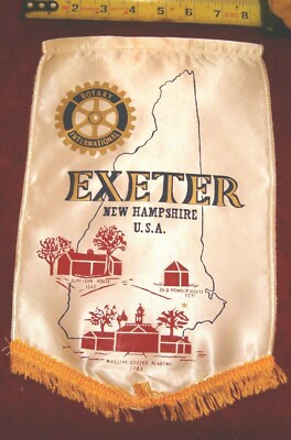 VINTAGE Rotary International Club wall banner flag EXETER NEW HAMPSHIRE ...