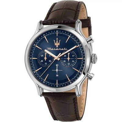 Orologio Maserati Epoca uomo R8871618014 Pelle Marrone Cronografo Blu ...
