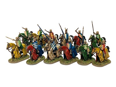 BARONS WAR MOUNTED KNIGHTS 12 28mm painted historical wargames MEDIEVAL ...