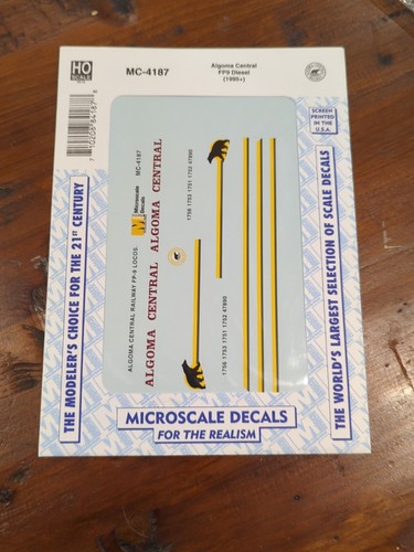 Microscale HO Scale Decals: Algoma Central FP9 Diesel (1995+) MC-4187 ...