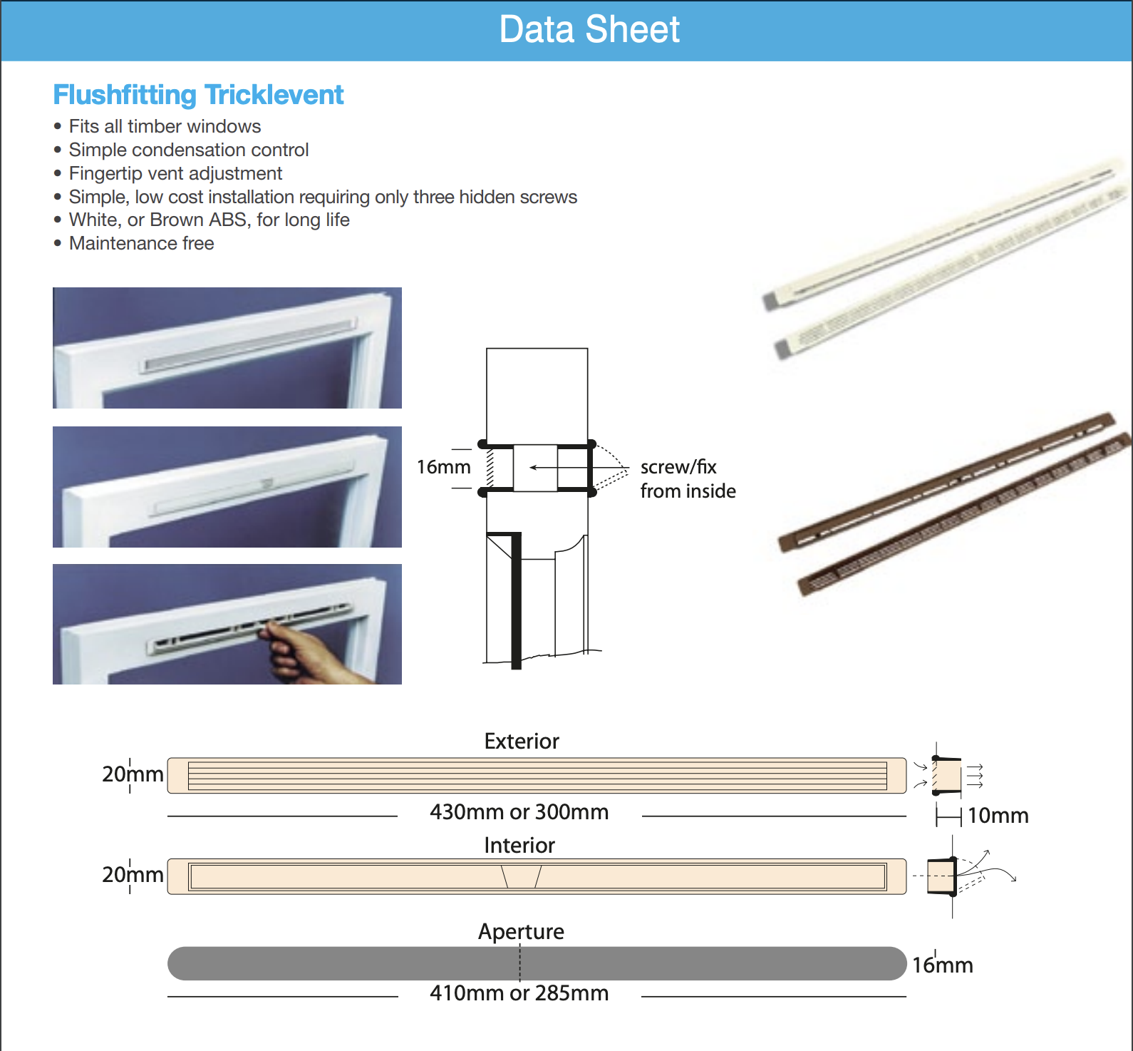 Flush Fitting Trickle Vent 300mm White Fits all timber windows | eBay UK