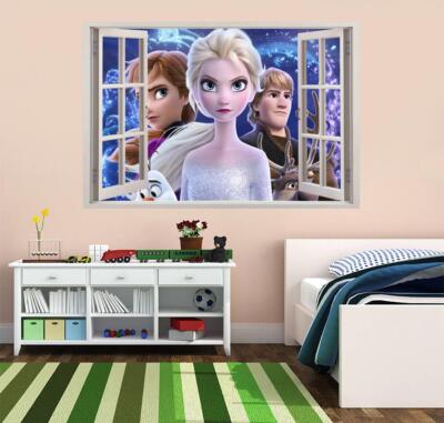 Frozen II 3D Window Decal Wall Sticker Art Mural Children Kids Disney ...