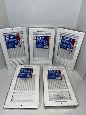 5-Pack 12" x 6" 3-Way Steel Wall / Ceiling Registers, White, NIP. | eBay