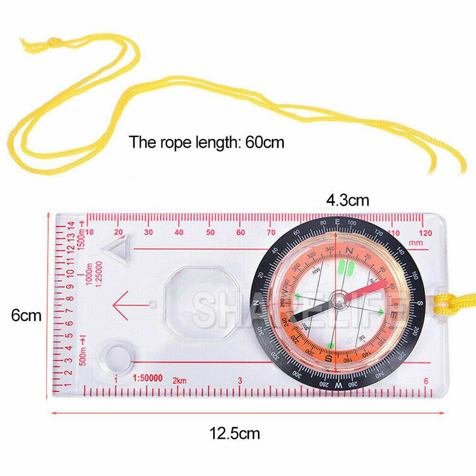 Orienteering Baseplate Compass Hiking Camping Maps Lensatic Tactical ...