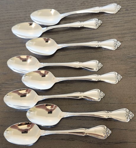 8 Pieces Arbor Rose True Rose by Oneida USA Stainless Steel Teaspoons ...