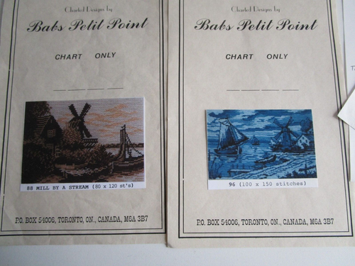 2 Petit Point Needlepoint Charts Mill By Stream 88, Dutch Water 96 Babs ...