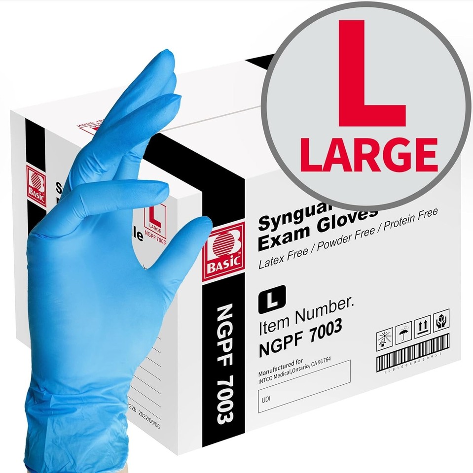 Synguard Nitrile Exam Gloves NGPF-7003, Case of 10 Boxes, 1000-Piece ...