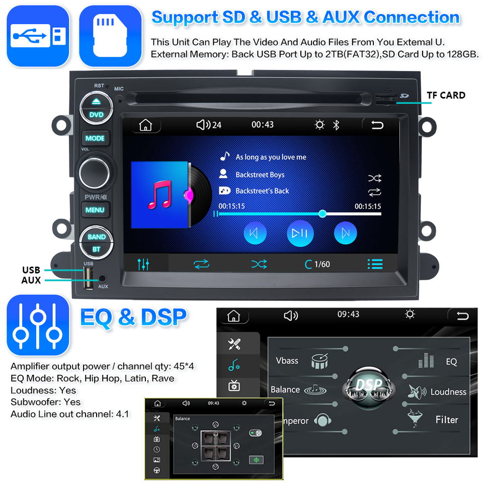 For 2004-2008 Ford F150 7'' DVD CD Player Car Stereo Radio Audio In ...