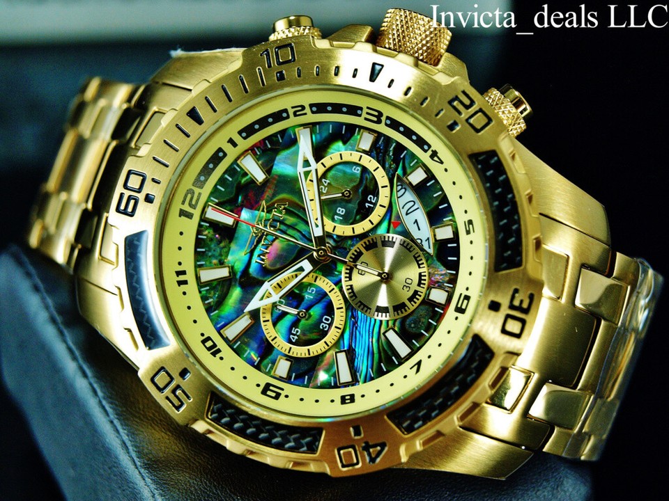 Invicta Men's 51mm Pro Diver SCUBA Chronograph ABALONE Dial Gold Tone ...