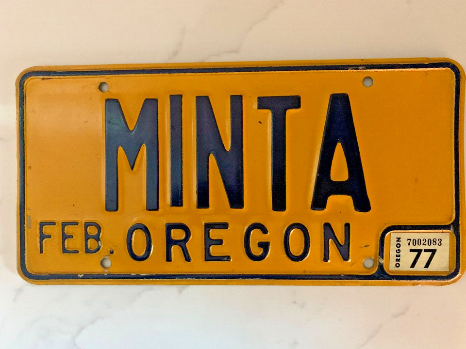 Genuine Oregon License Plate Yellow Personalized "MINTA" rare 1970's ...