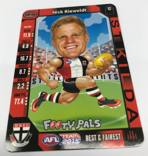 2015 AFL TEAMCOACH CARD BEST & FAIREST FOOTY PALS CARD FP15 NICK ...