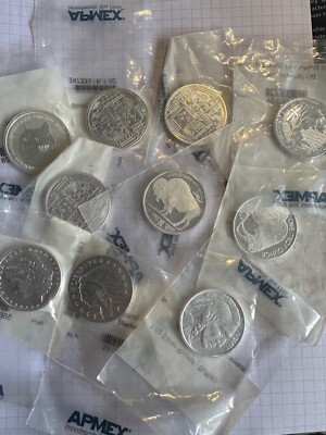 Lot of 10 1 Oz Silver Coin 999 Varied Mint 5 Generic 5 Nation Mints ...