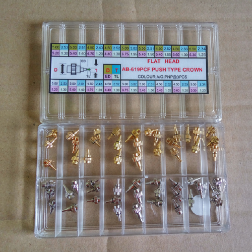 619PCF Gold/Silver Flat Head Chronograph Button Drive-In Watch Pusher ...