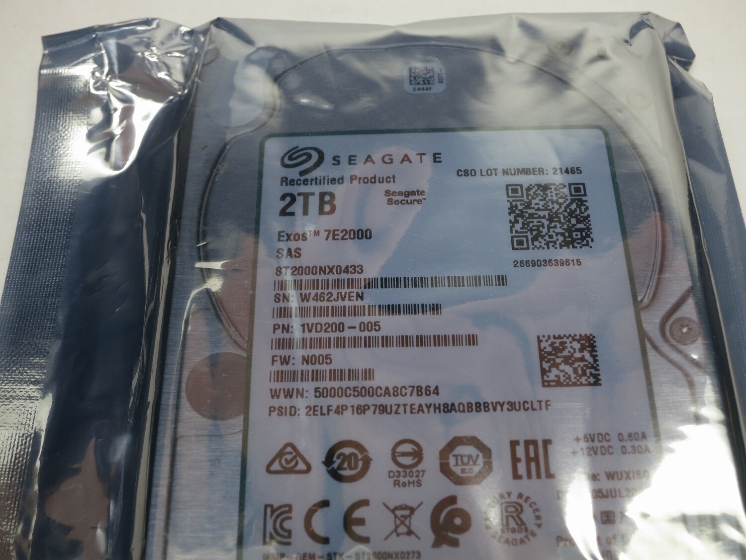 ST2000NX0433 SEAGATE 2TB 7.2K SAS 2.5" 12Gb/s HDD EXOS 7E2000 512n ...