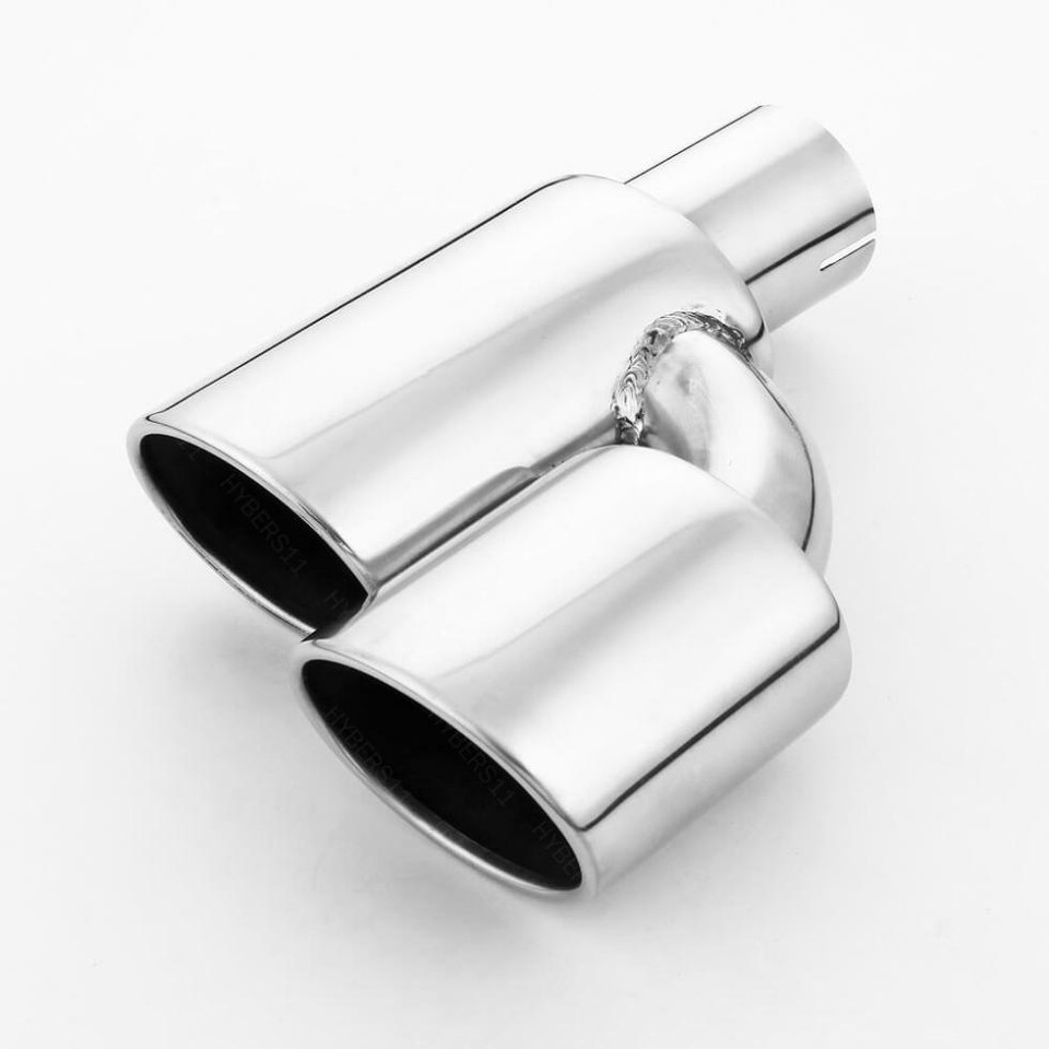 Pair Clamp On Offset 2-1/8" Inlet Quad Staggered Oval Slant Cut Exhaust ...