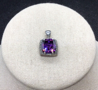 Vintage Sterling 925 Glass Imitation Amethyst & Marcasite Pendant X320 ...