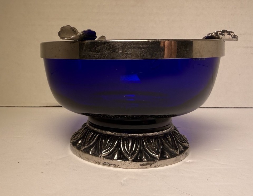 Vintage Cobalt Blue Ashtray Elegant Glass Cigarette Holder | eBay