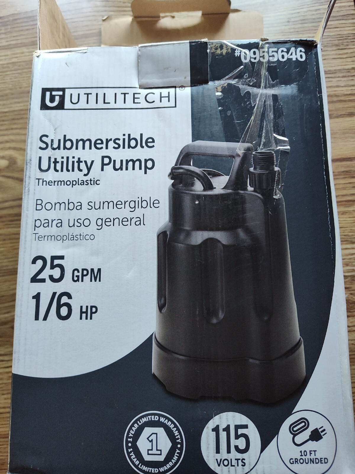 Utilitech 1/6-HP 25 GPM Thermoplastic Submersible Utility Pump model ...