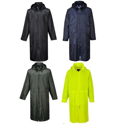 MENS LONG WATERPROOF 5000mm CLASSIC JACKET HOODED LIGHTWEIGHT OUTDOOR ...