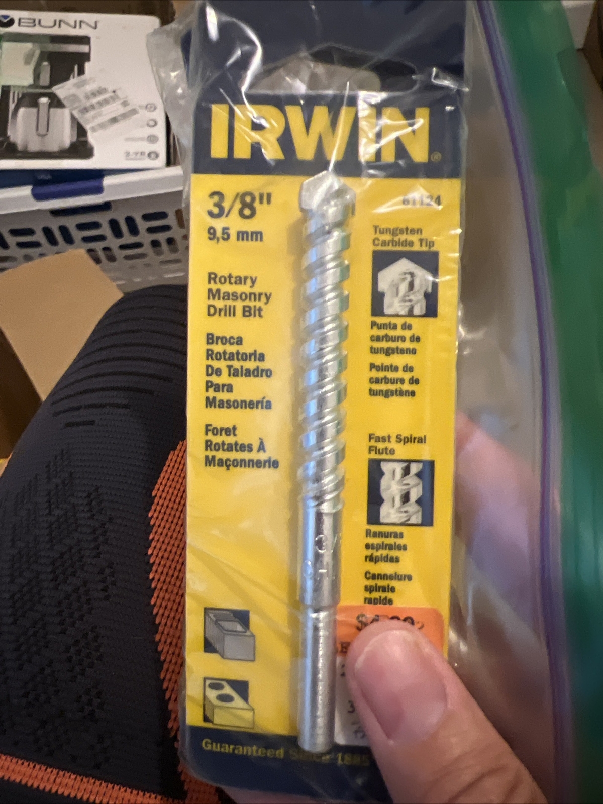 Irwin 61124 Straight Shank Zinc Carbide Tipped Rotary Drill Bit 3/8 x 4 ...