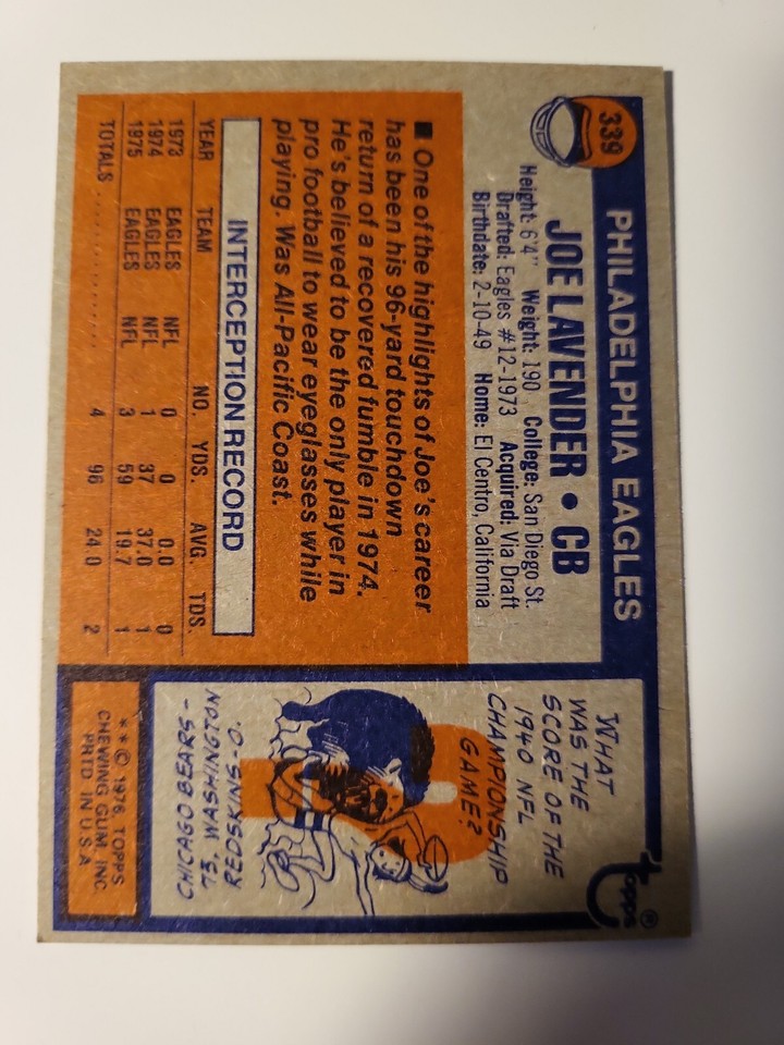 1976 Topps Joe Lavender card #339. | eBay