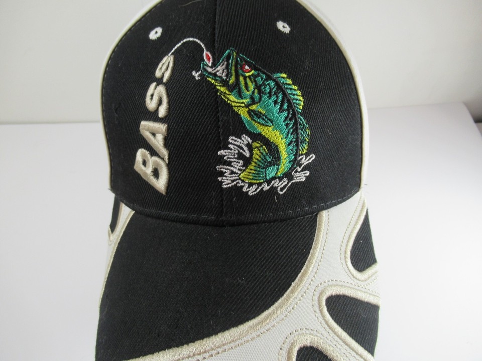 New W/O Tags Baseball Style Bass Fish Embroidered Fish Logo Hook & Loop ...