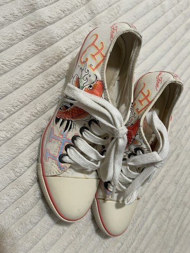 WOMENS ED HARDY WEDGE SNEAKERS Size 5 US Y2K Hearts Fun | eBay