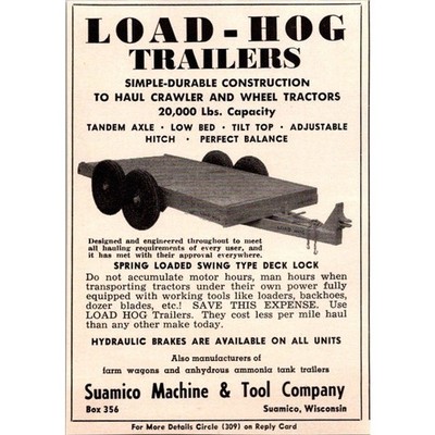 Suamico Machine & Tool Company Load-Hog Trailers Suamico WI 1960 Ad ...