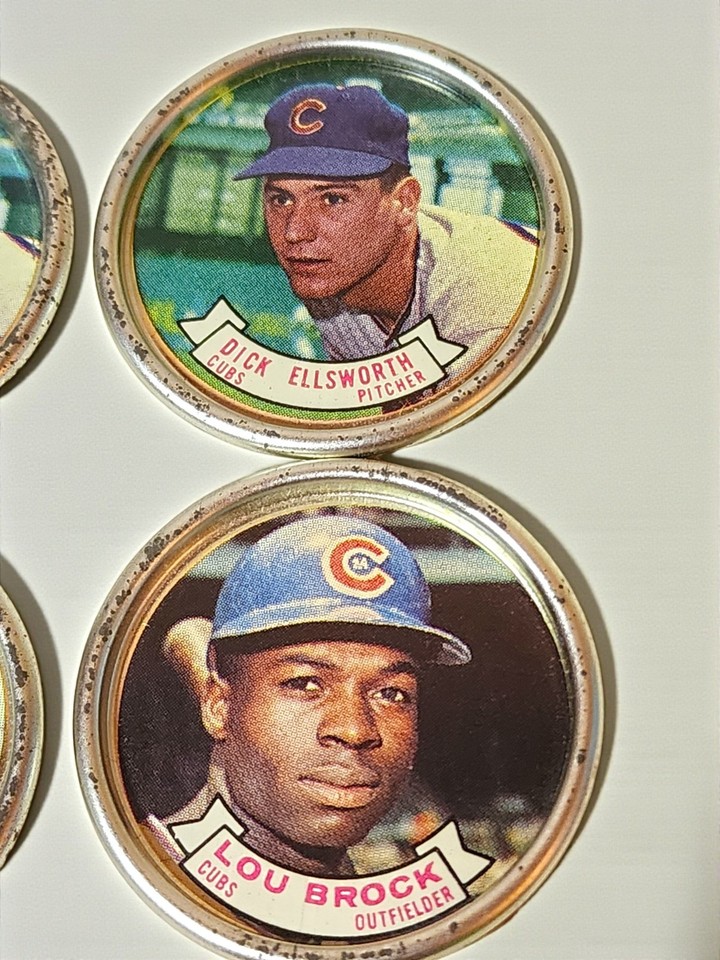 Vintage 1964 Topps Baseball Coins Chicago Cubs Lot (6) Lou Brock Ron ...