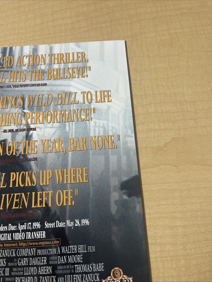 Wild Bill Original Movie Press Kit Book Jeff Bridges Barkin 8.5x11” CV ...