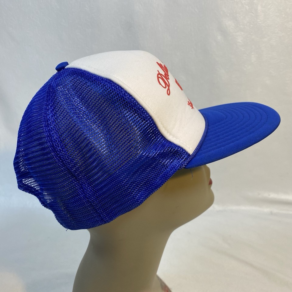 Vtg Exxon Delta Petroleum Blue Mesh Snapback Hat Cap Foam Front 80s ...