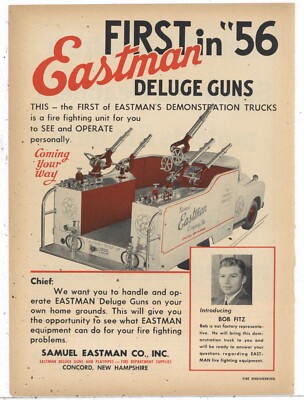 1956 Samuel Eastman Co. Ad: Eastman Deluge Guns for Firefighting ...