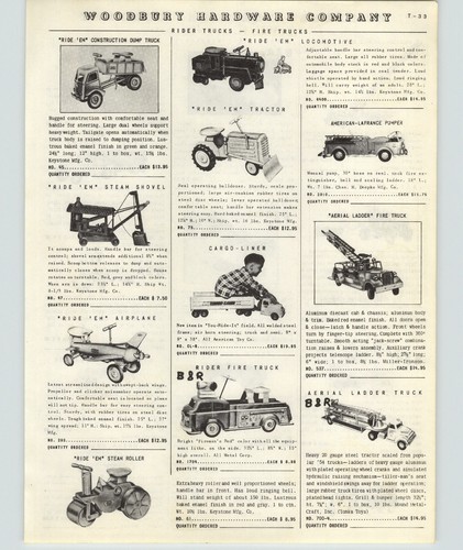 1954 PAPER AD Keystone Toy Ride On Airplane Steam Roller Locomotive ...