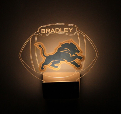 Detroit Lions NFL Night Light Personalized LED Plug In With Dusk to ...