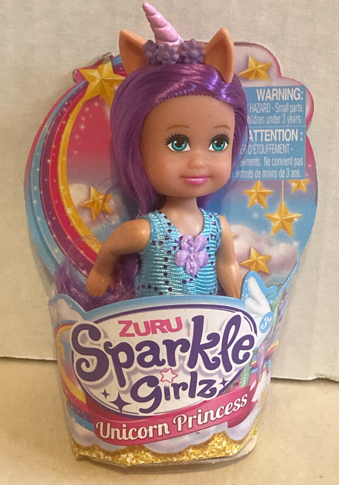 Mini Zuru Sparkle Girlz Unicorn Princess Doll 4.5" Purple Hair with ...