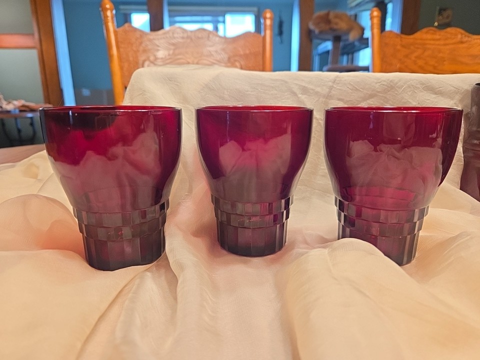 18 Peice Dishes Vintage Set Anchor Hocking Royal Ruby Red Depression ...