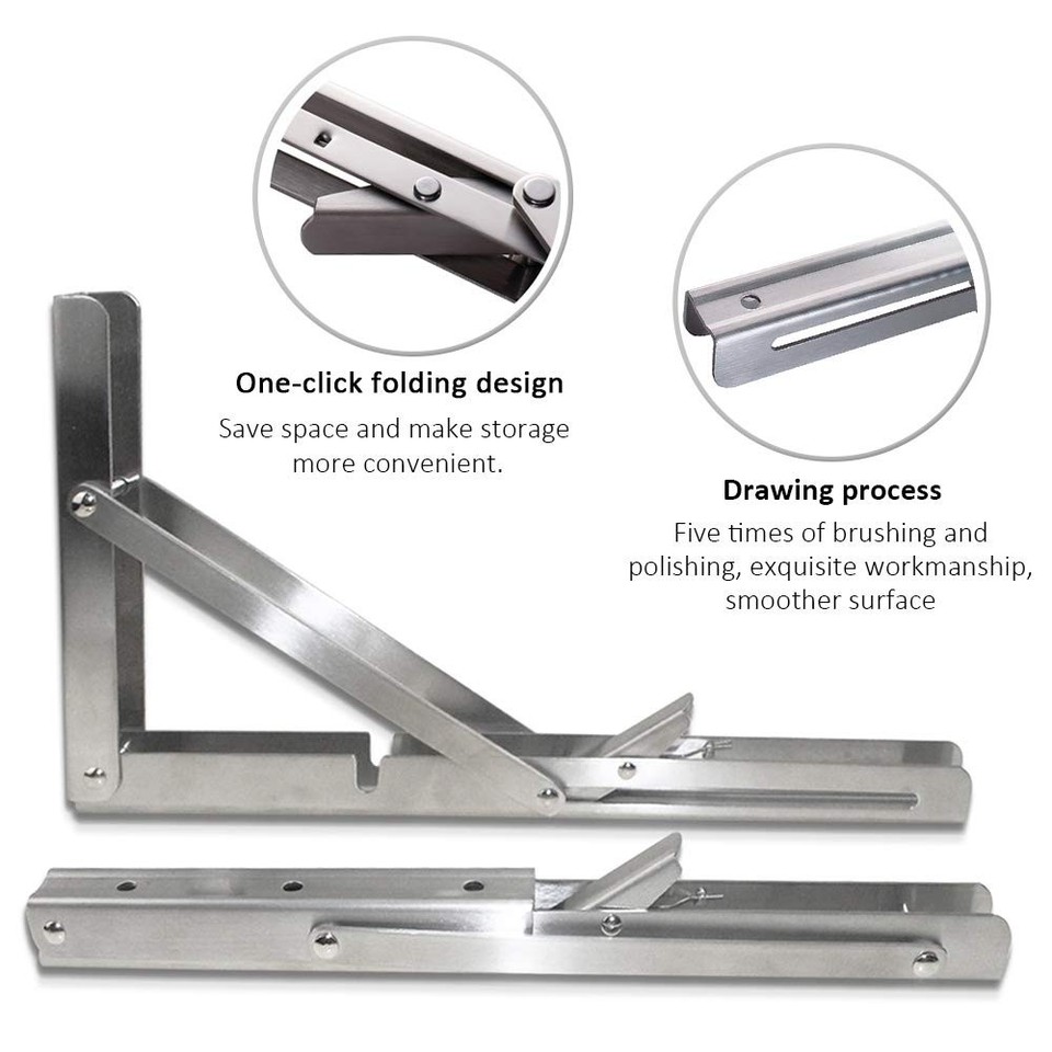 Folding Shelf Brackets - 22 Inch Heavy Duty Stainless Steel Collapsible ...