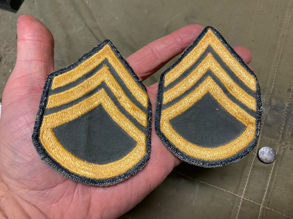 ORIGINAL VIETNAM WAR US ARMY STAFF SARGENT NCO RANK CHEVRONS INSIGNIA ...