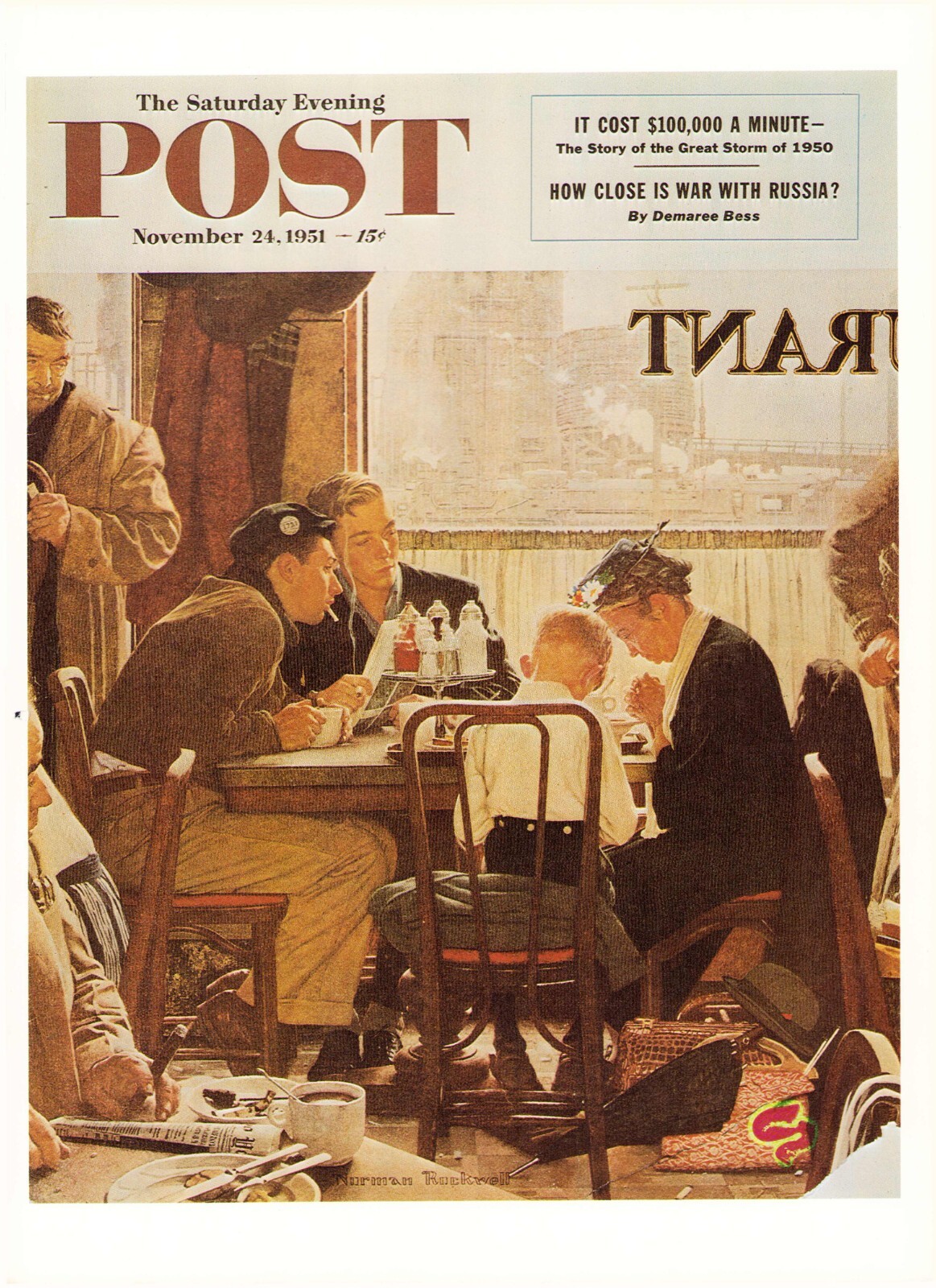 1951 NOV 24 Saying Grace NORMAN ROCKWELL SATURDAY EVENING POST COVER ...