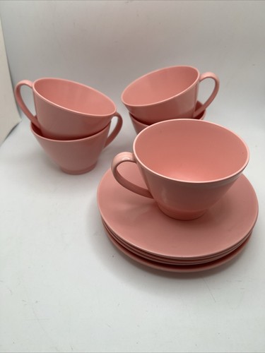 Vintage 50s Pink Lenotex Melamine Melmac Coffee/Tea Cups and Saucers ...
