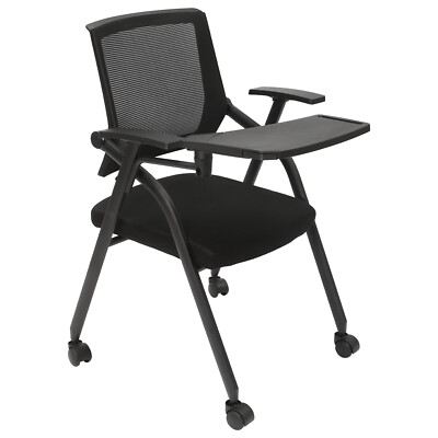 Study Reception Stacking Chair Mesh Guest Nesting with Table and Caster ...