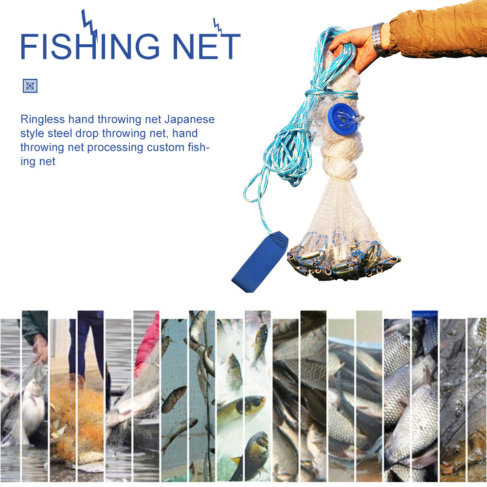 Fishing Hand Cast Nets Mesh Nylon Japanese Style Fishing Network Throw ...