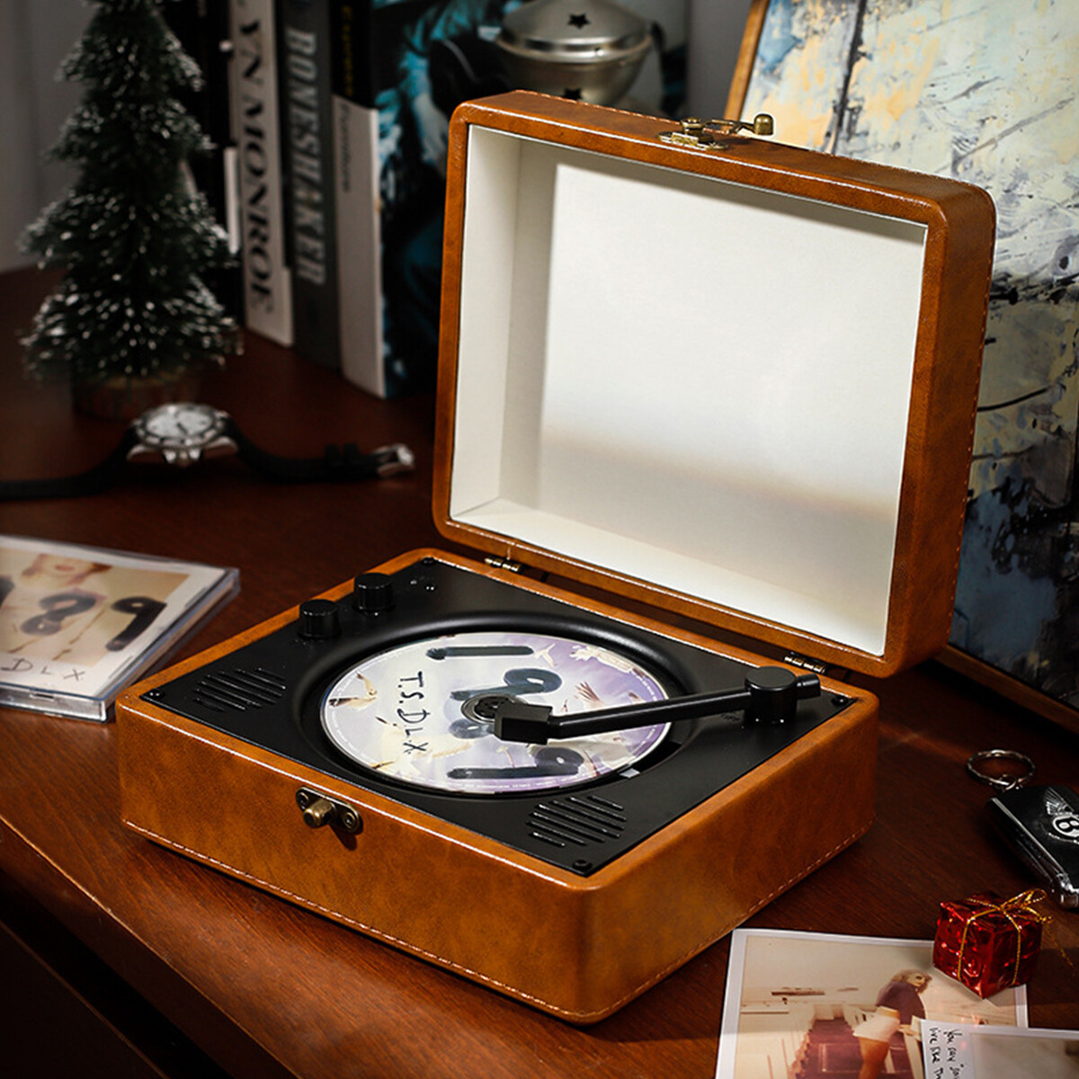 Retro Suitcase CD Player Desktop Bluetooth 5.0 with Speaker CD-R CD-RW ...