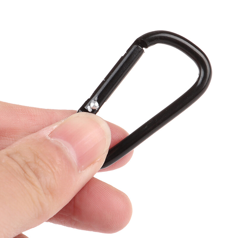 10Pieces Black D Shaped Aluminum Alloy Carabiner Hook Keychain Accessor ...